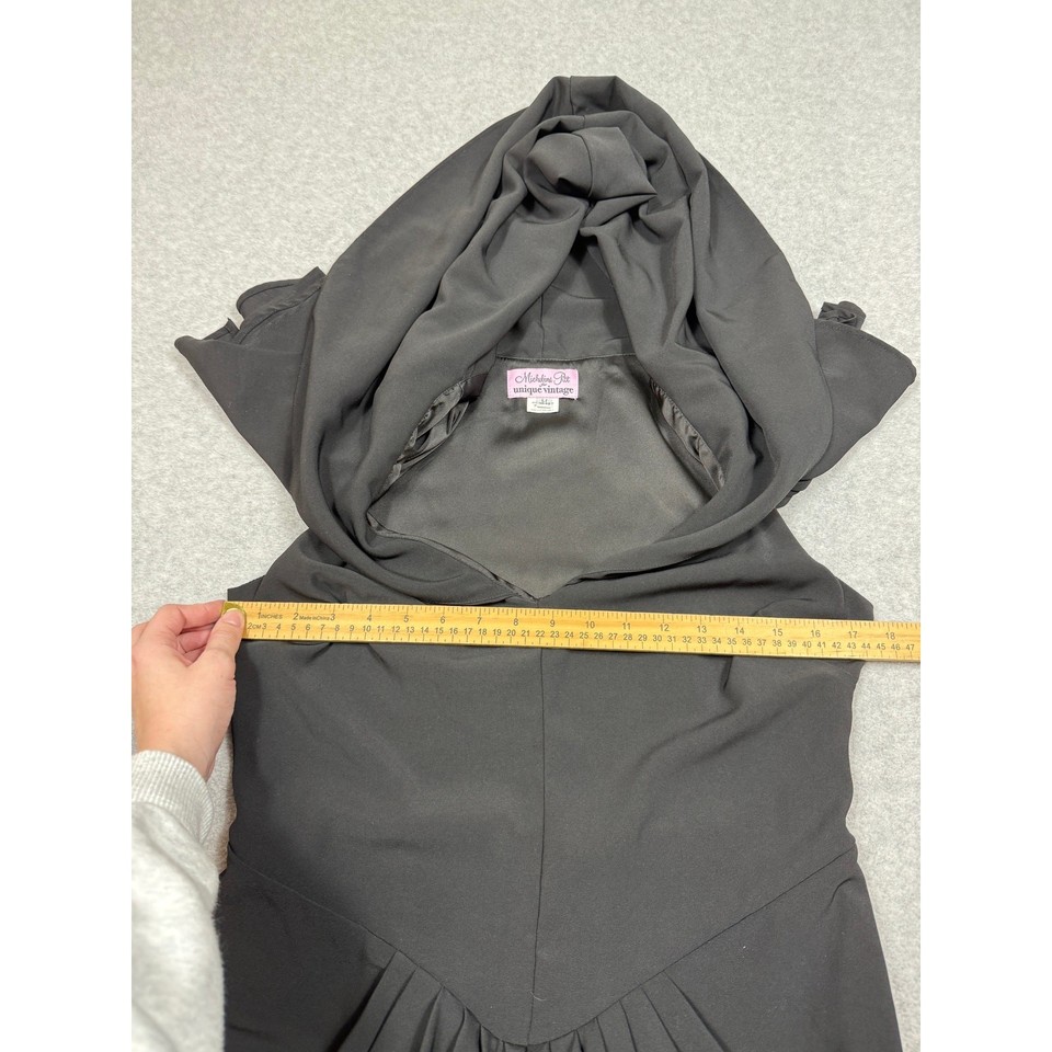 Micheline Pitt For Unique Vintage Zhora Black Hooded Gown Womens Size L ...