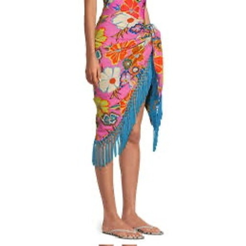 FARM RIO Bright Floral Reversable Fringe Sarong Shawl Wrap | eBay