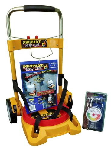 Propane Easy Cart Tank Carrier for BBQ grill w- 20 lb Scale Fuel Gauge ...