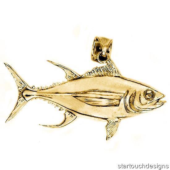 New 14k Yellow Gold 3D Tuna Fish Pendant | eBay