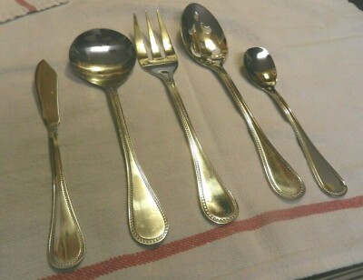 William Roberts 18/10 Stainless Steel FRENCH PEARL SERVING SPOON FORK 5 ...