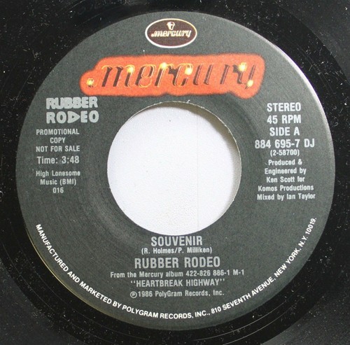 Rock Promo 45 Rubber Rodeo - Souvenir / Souvenir On Mercery | eBay