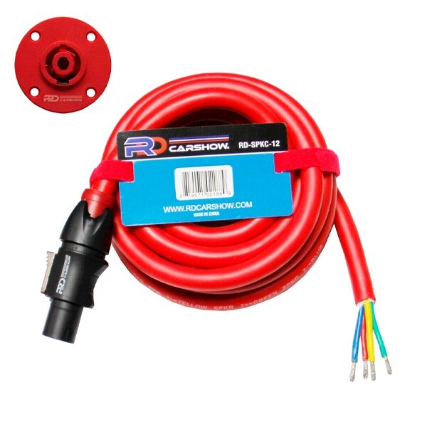 RDCARSHOW HEAVY DUTY POWER CABLE SPEAKER (12FT) 4 CONDUCTOR + FREE ...
