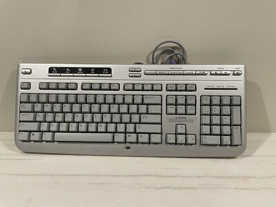 HP Model 5187 Keyboard Gray Silver Multimedia w/ Media Player Controls ...