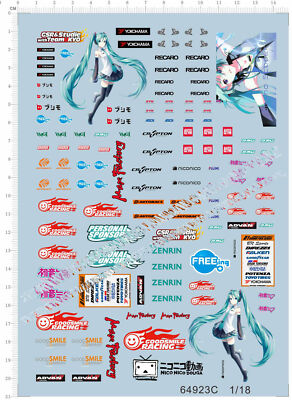 1/18 Hatsune Miku Itasha Logos & Marks Model Kit Water Decal | eBay