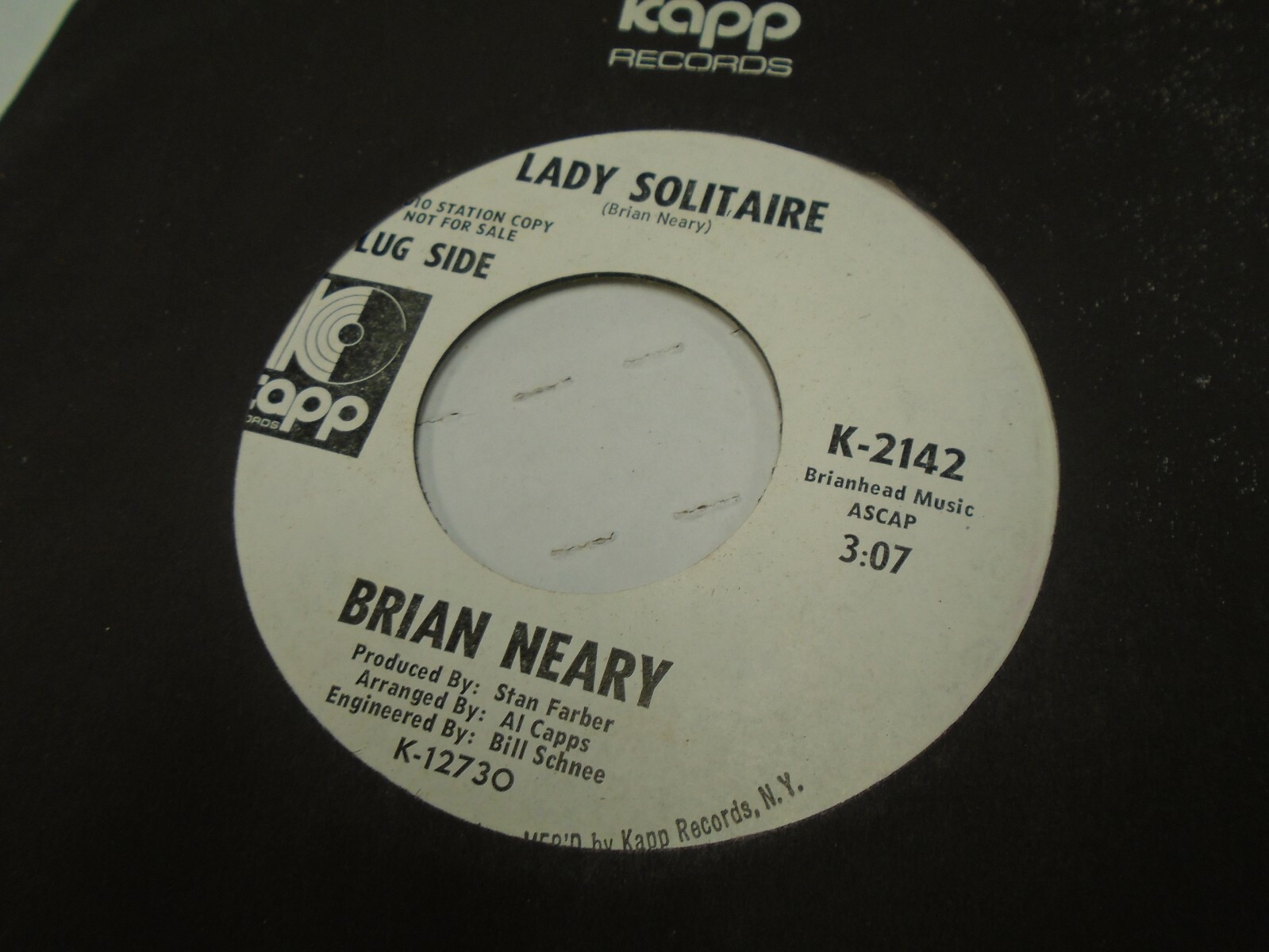 Brian Neary Lady Solitaire / Big City Girl 45 RPM Kapp Records EX Pop ...