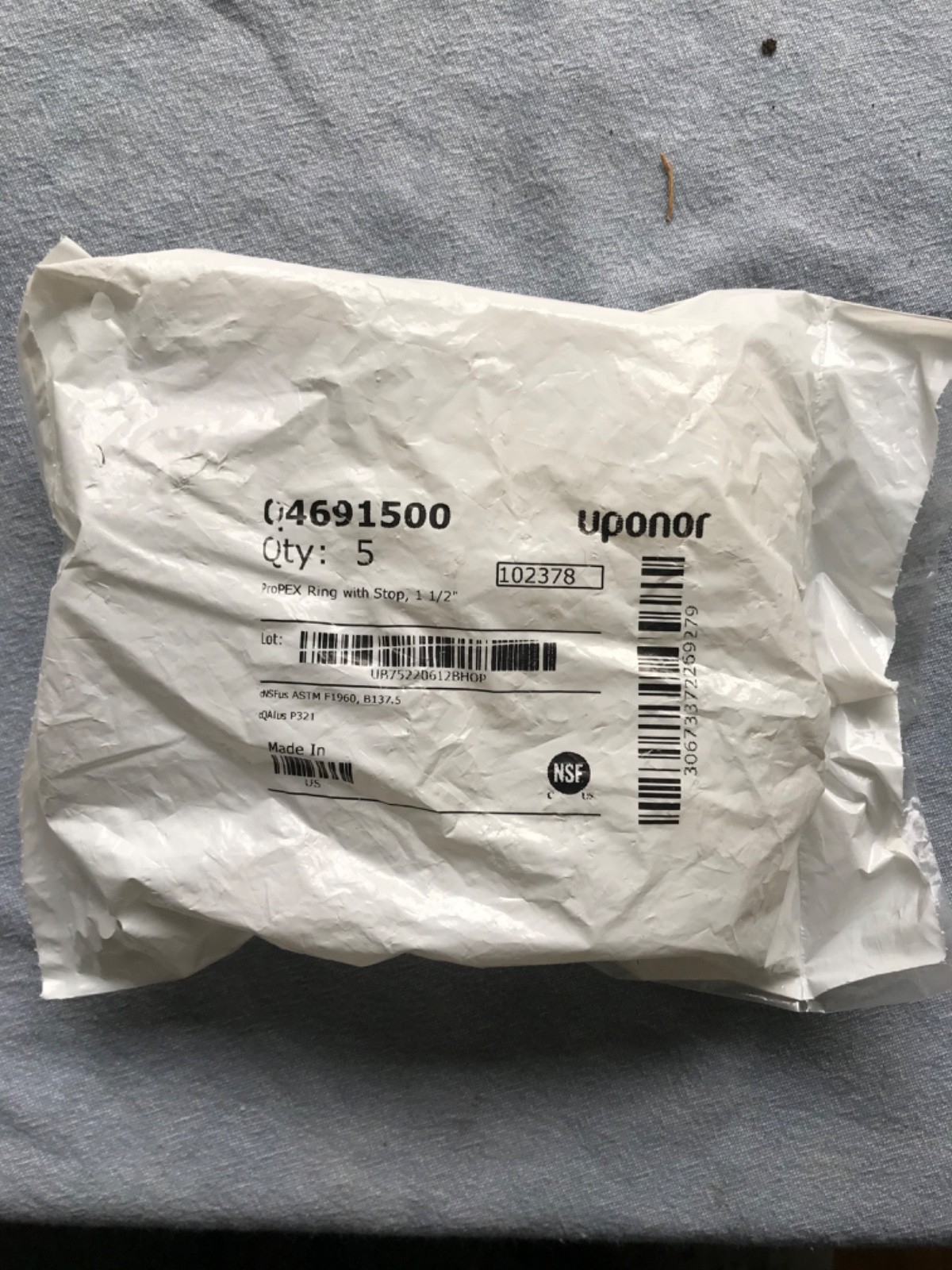 Uponor Wirsbo Q4691500 ProPEX 1-1/2 inch Connection Ring With Stop 5 ...