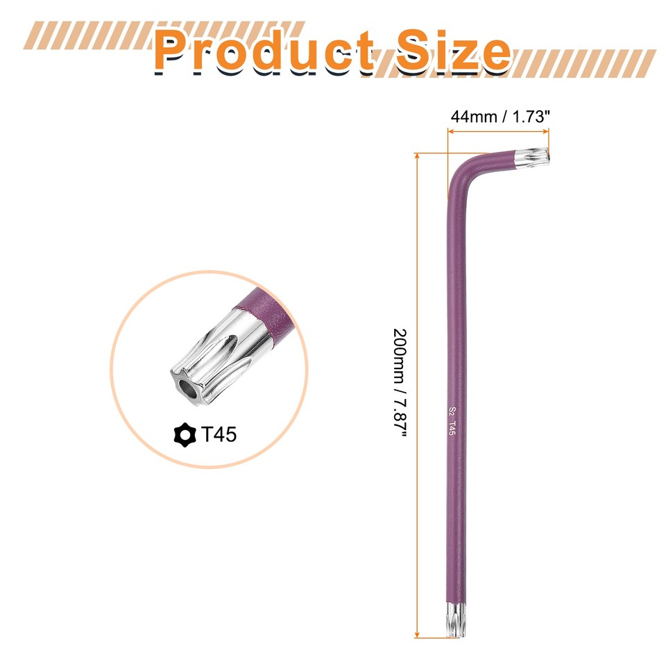 2pcs Hex Key Torx Wrench T45 S2 L-Shape 6 Point Hexagon Wrenches Purple ...
