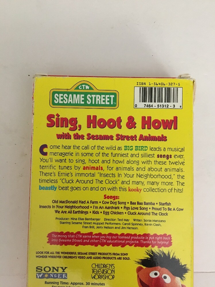 SESAME STREET SING,HOOT & HOWL(VHS 1991)TESTED-RARE VINTAGE COLLECTIBLE ...