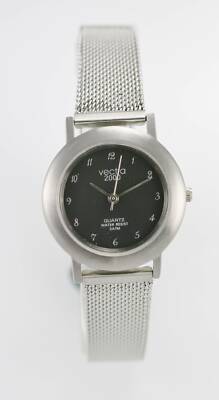 Vecta 2000 Watch Womens Gray Stainless Silver Steel Mesh Batt Water Res ...