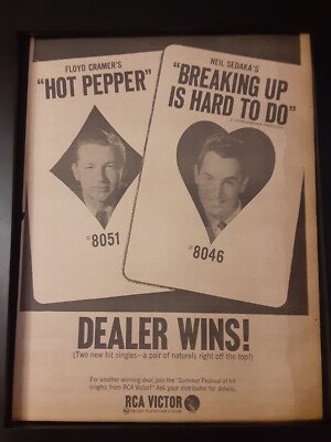 Floyd Cramer Neil Sedaka Rare Original Promo Poster Ad Framed! | eBay