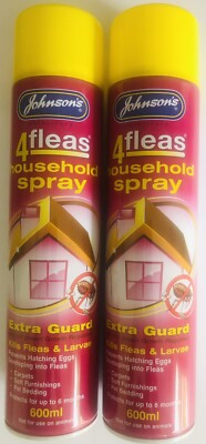JOHNSON'S VETERINARY 4 FLEAS HOUSEHOLD SPRAY EXTRA GUARD 600ML X2 TWIN ...
