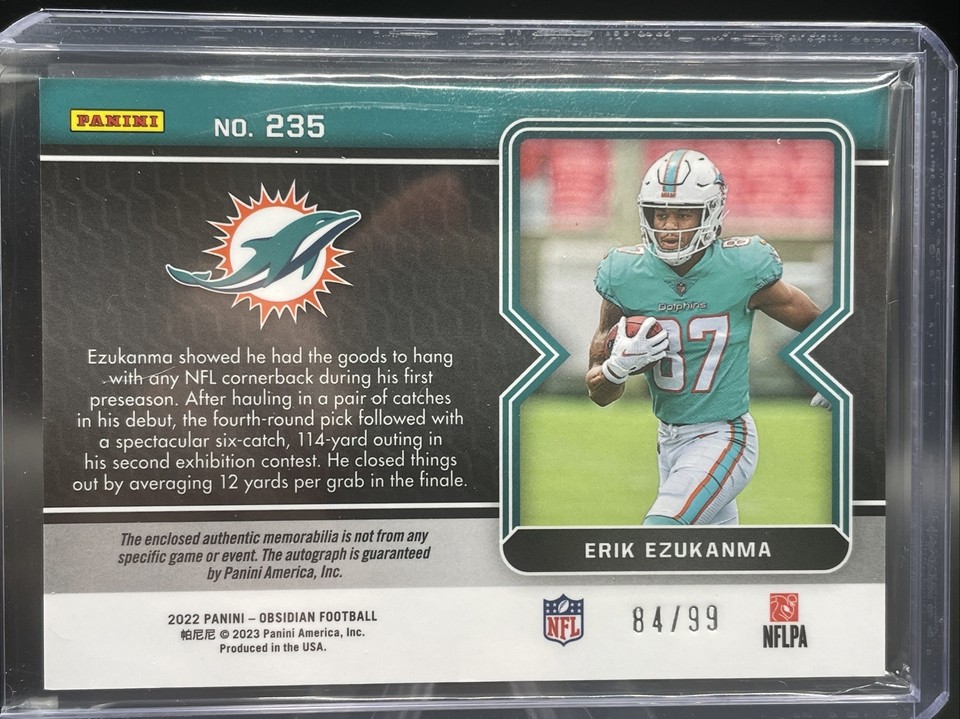 2022 Obsidian Rookie Patch Auto Orange Erik ‘Eazy E’ Ezukanma RPA /99 🐬 ...