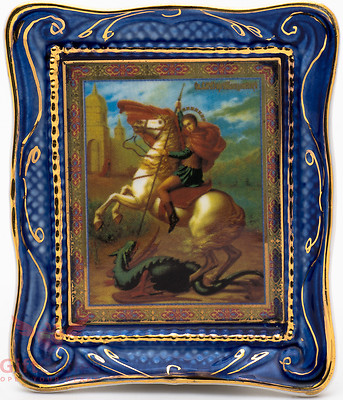 Orthodox Gzhel porcelain decal Icon St. Saint George Георгий ...
