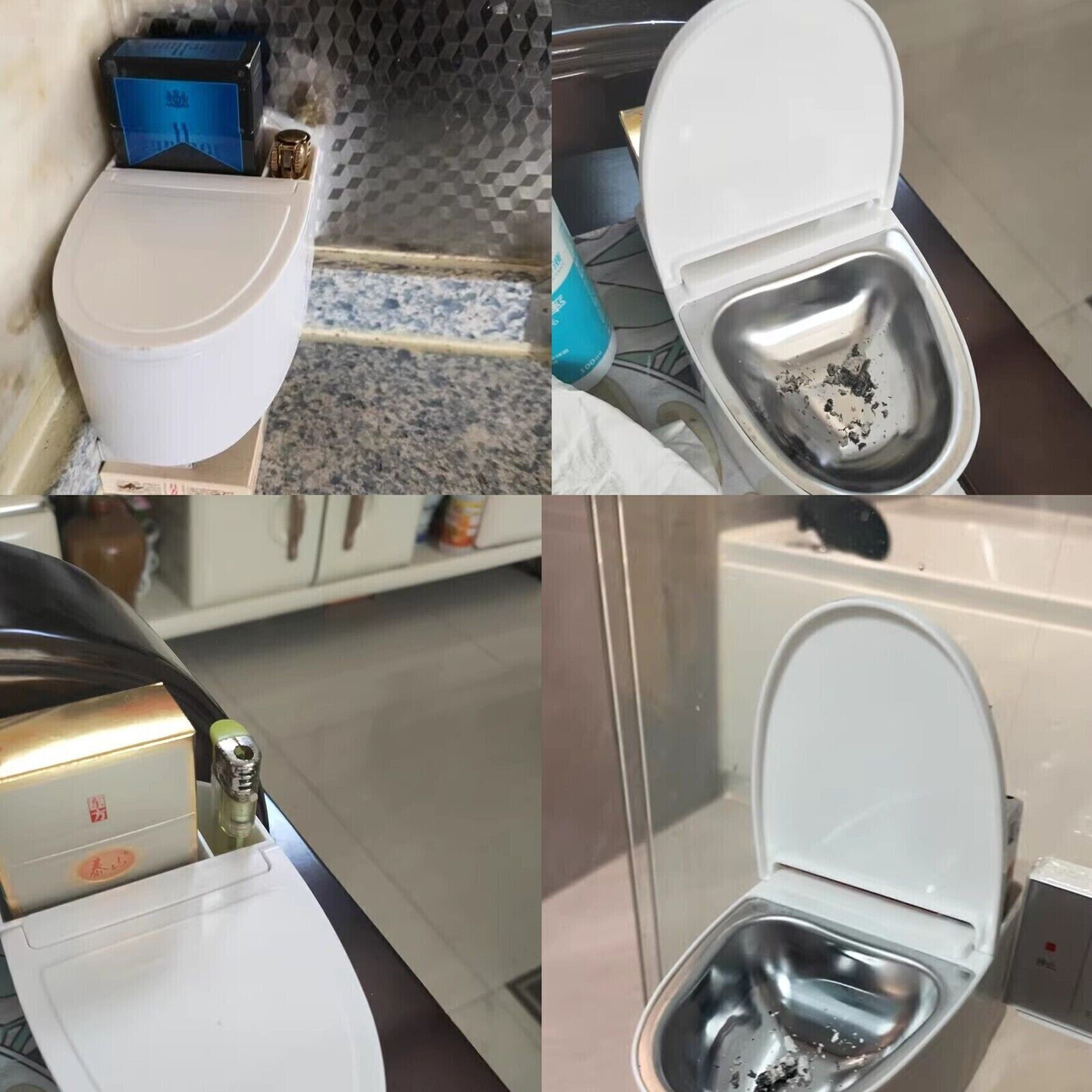 Ashtray Multifunction With Lid Toilet Shaped Suspended Wall Punch Tray ...