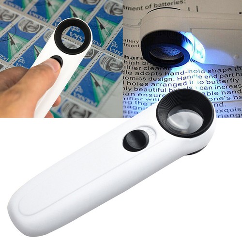 Handheld 40X Magnifier Reading Magnifying Glass Jewelry Loupe With 2 ...