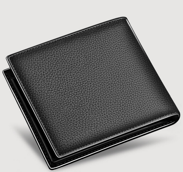 Septwolves men women cow leather wallet purse card bag bifold black ...