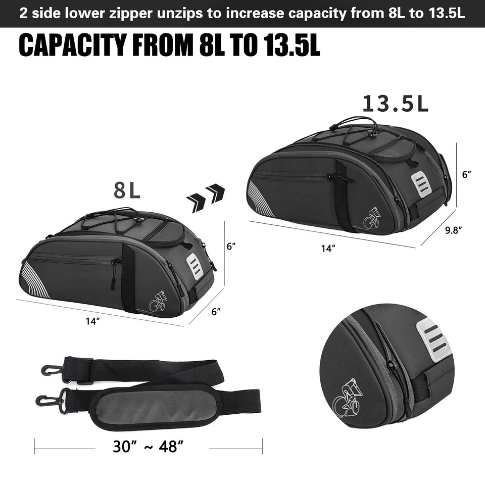 Waterproof E-Bike Rack Bag Bicycle Trunk Backseat Rear Seat Cycling ...