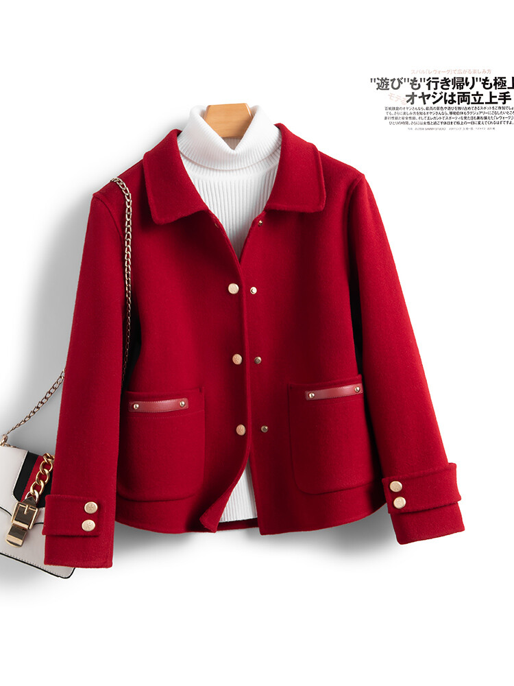 Women Short Coat Wool Blend Button Jacket Outwear Single Breasted ...