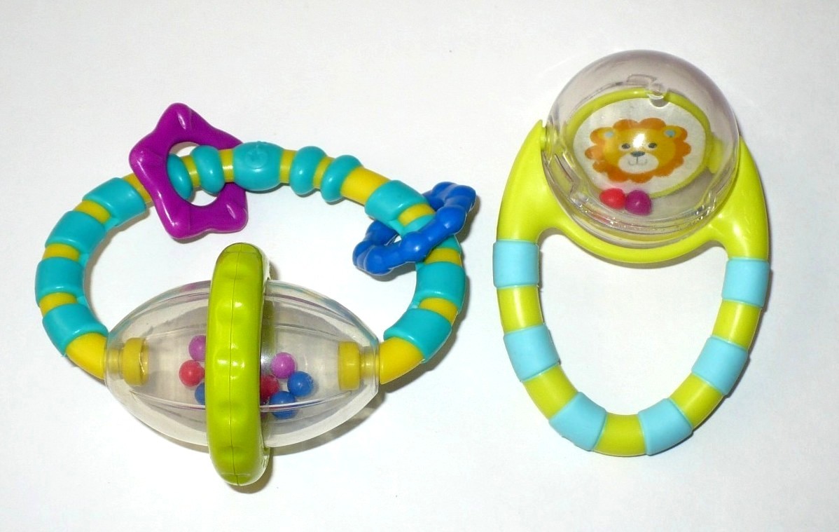 2 BABY RATTLES COLORFUL BEADS VERY NICE | eBay