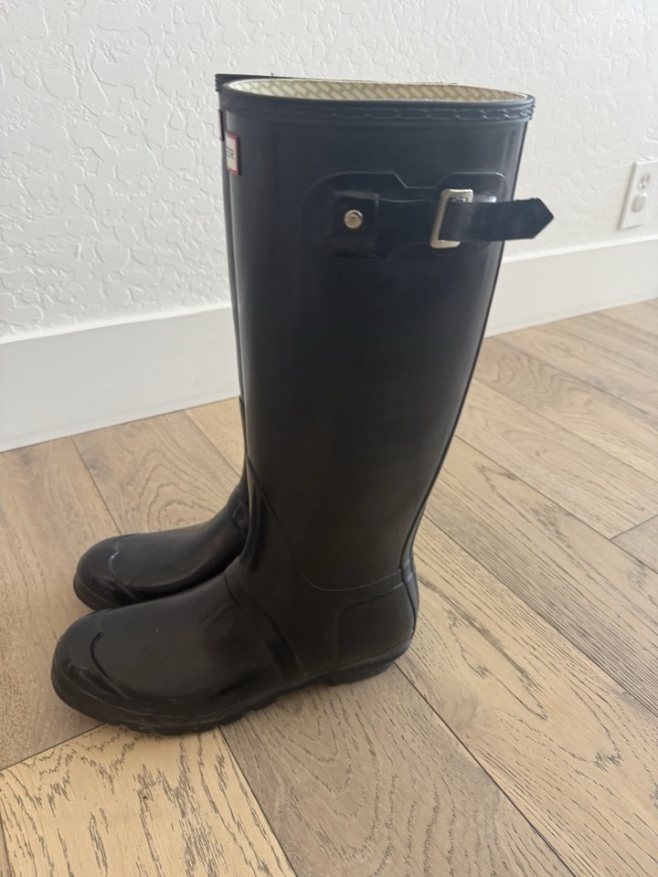 Hunter women’s original tall gloss boot black size 11 | eBay