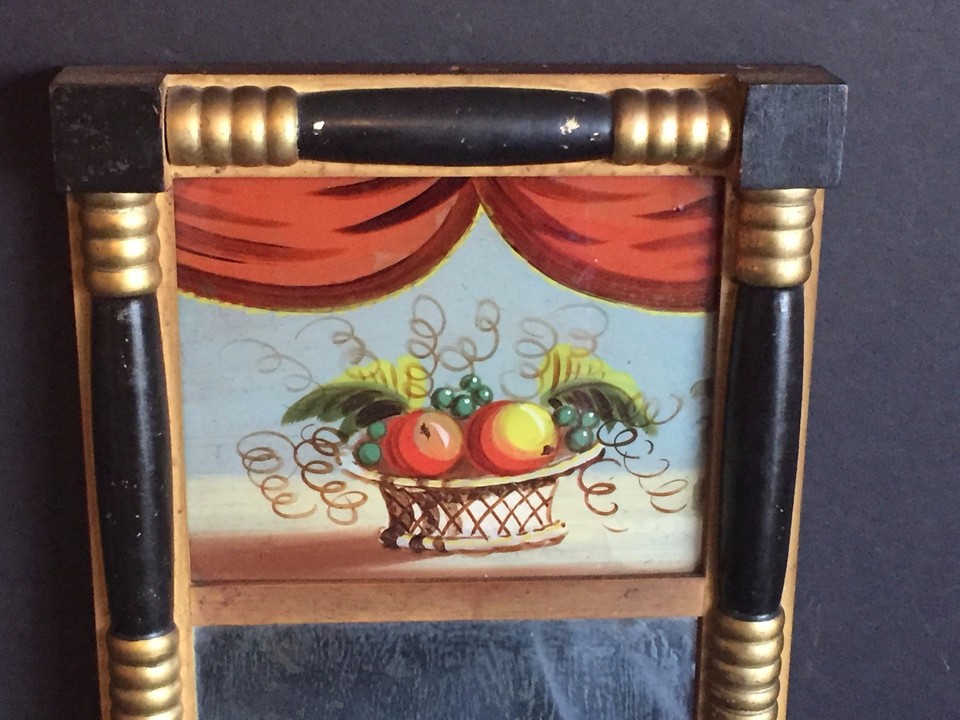Antique Federal Split Column Mirror w/ Reverse Painting on Glass | eBay