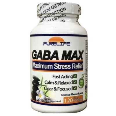 PureLife GABA MAX for Stress Anxiety Relief Relaxation Mood Focus 60 ...