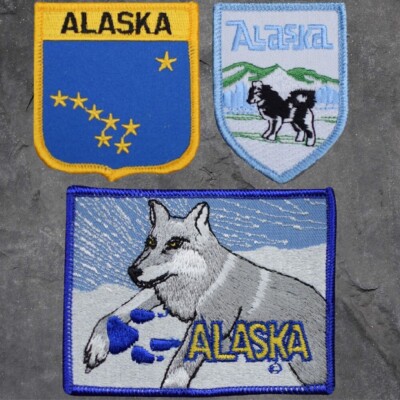 Alaska Patch Set - Husky, AK Badge, Sled Dog, Wolf, Anchorage, Iditarod ...