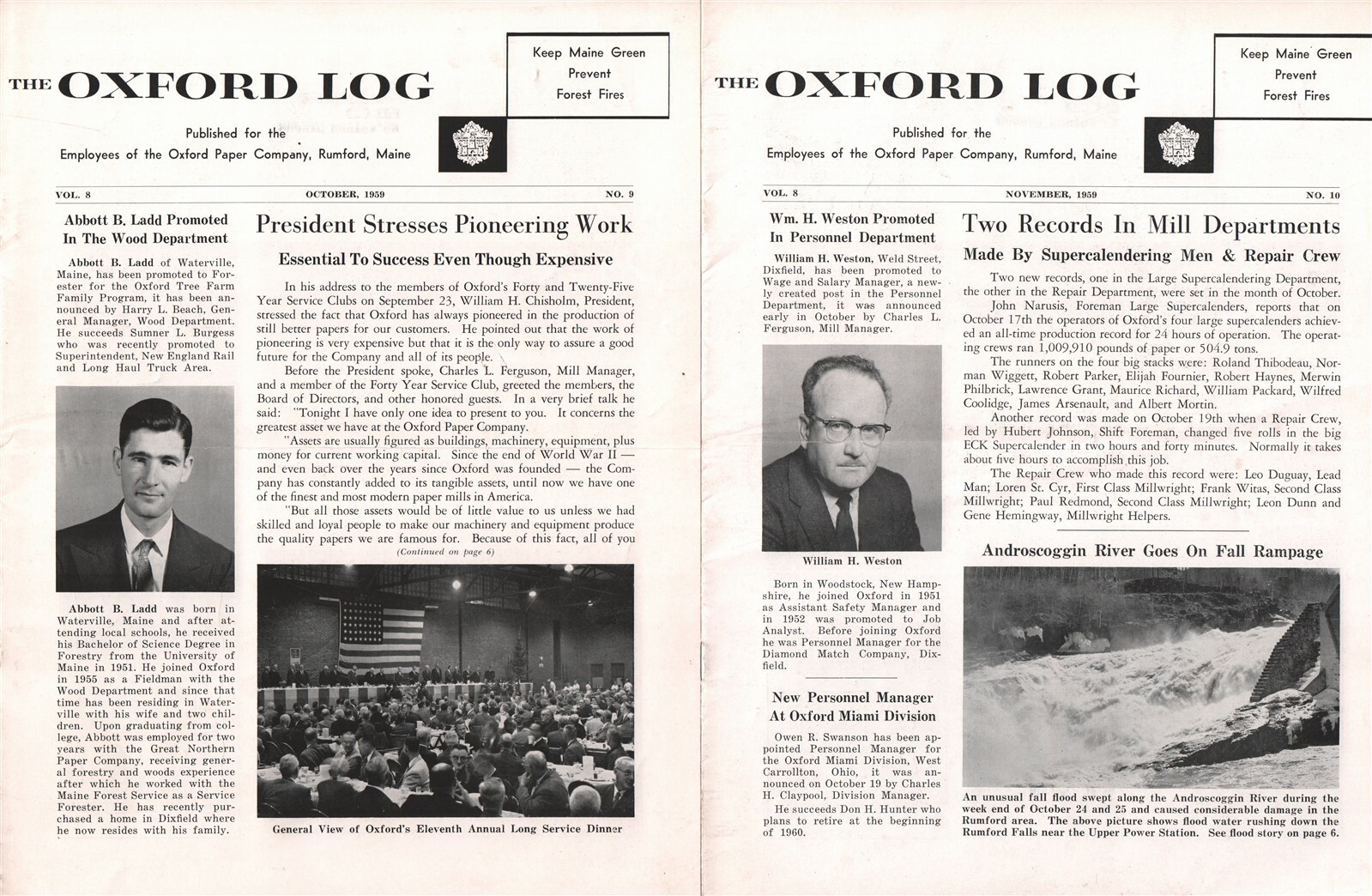 Oxford Paper Company Rumford, Maine The Oxford Log 1959 October And ...