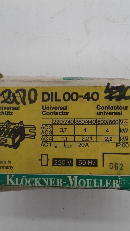 Knocker-Moeller Universal Contactor DIL00-40 | eBay