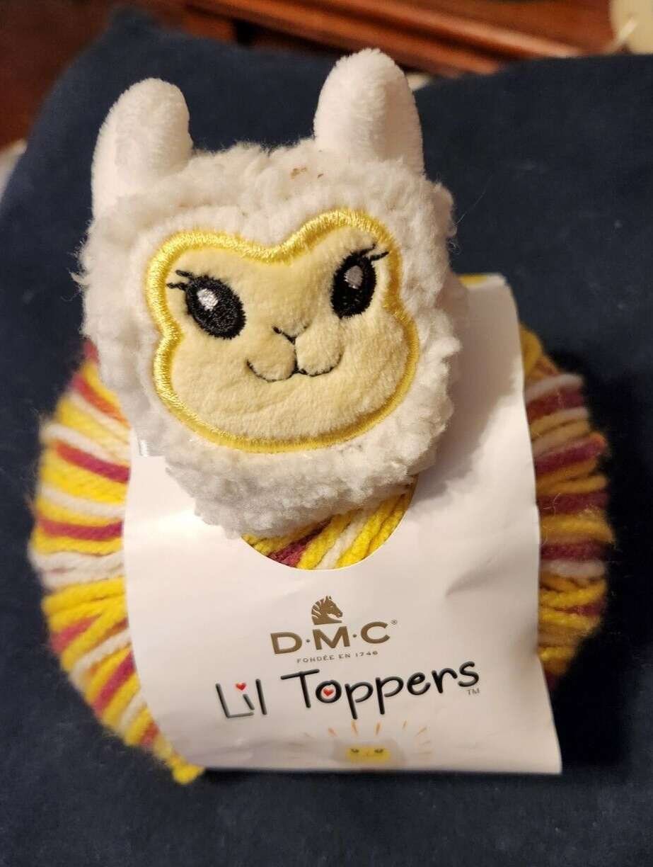 NEW DMC Lil Toppers Yellow Red White Llama Lamb Stocking Cap Hat Yarn ...