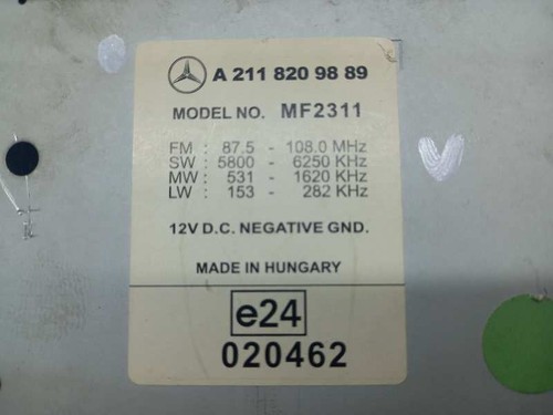 A2118209889 SYSTÈME AUDIO / RADIOCD / MF2311 / 2698033 POUR MERCEDES ...