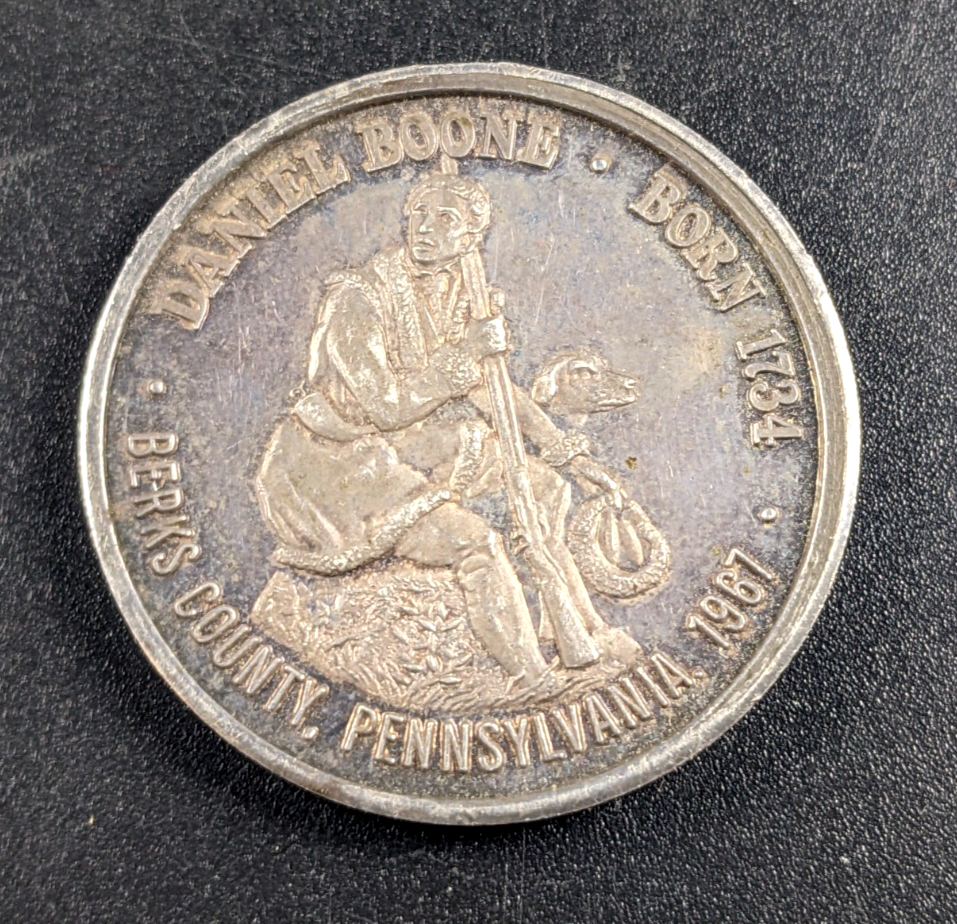 1940 Reading Pennsylvania .999 Silver PA Coin Club Medal - Daniel Boone ...