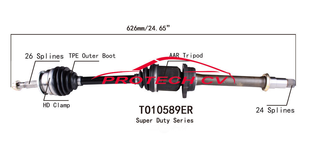 CV Axle Assembly-Extreme Weather Unit - TPE Boot Equipped fits 11-16 ...