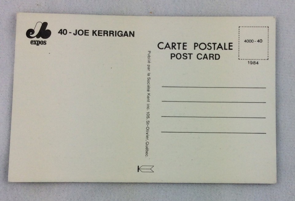 1984 Joe Kerrigan, Montreal Expos Color Postcard | eBay