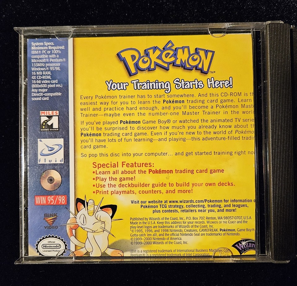POKEMON Play It! Version 2 Trading Card Game PC CD-ROM (Nintendo 2000 ...
