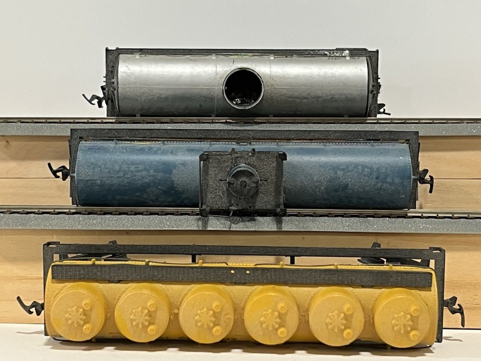 LOT OF 3 HO Scale Tank Cars (2) Dow Chemical, 1 Texaco. With 1 Original ...