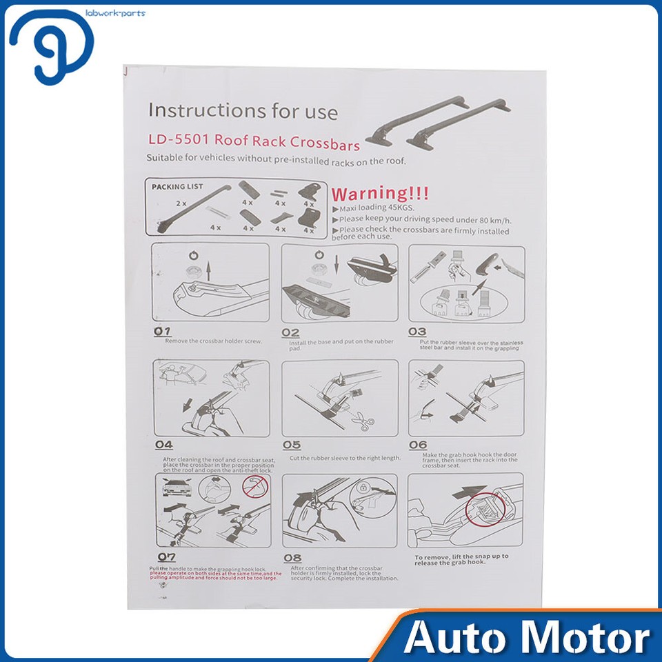 Universal Adjustable Window Frame Kit Bar Car Luggage Roof Rack Cross ...