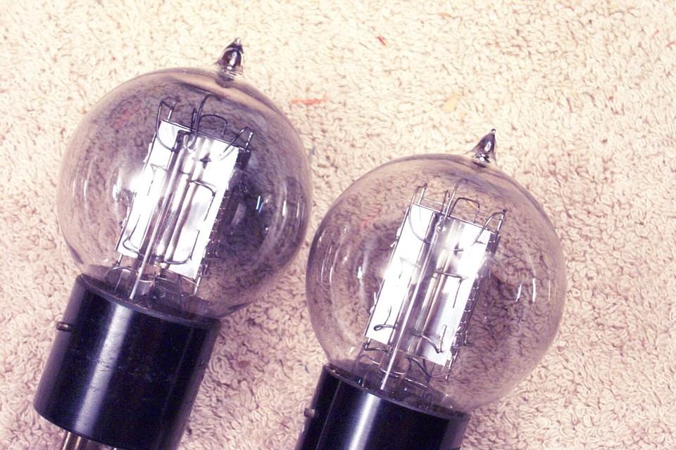 Two, Western Electric, WE205D, WE-205-D tubes, match pair, tennis ball ...