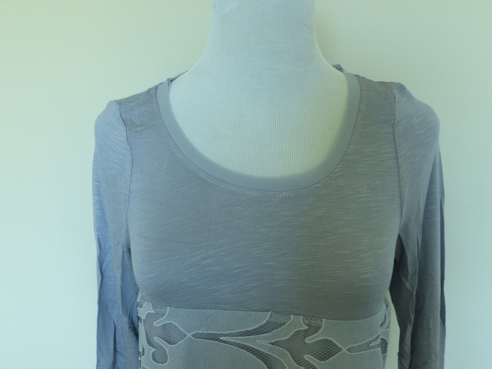 New Anthropologie Capriccio Lace Women Top Shirt Tunic Gray Black XS S ...
