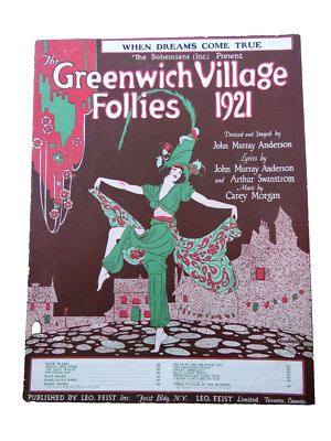 GREENWICH VILLAGE FOLLIES 1923 "When Dreams Come True" Broadway Sheet ...