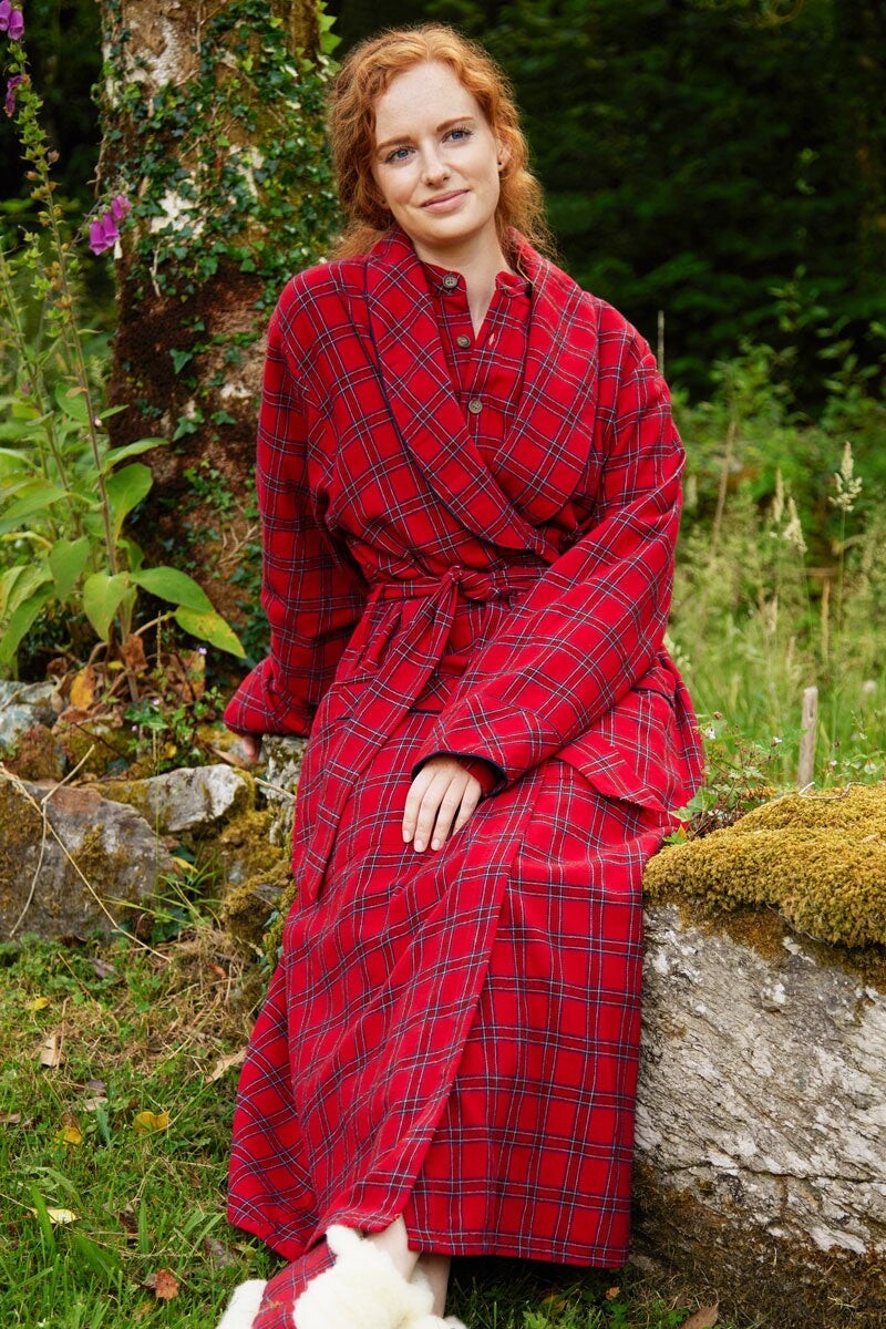 Lee Valley Ireland Women's Flannel Nightrobe - Red Tartan Royal Stewart ...