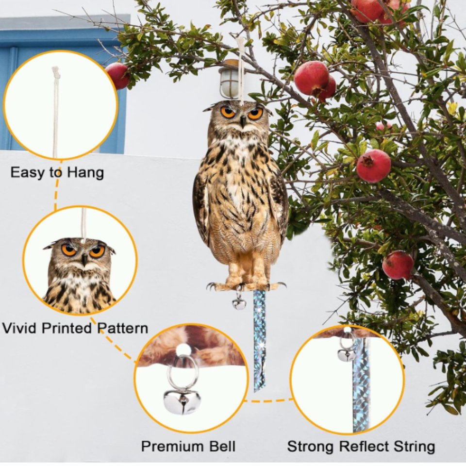 3 Pack Fake Owl Hanging Effective Bird Control, Fake Owl Decoy to Scare ...