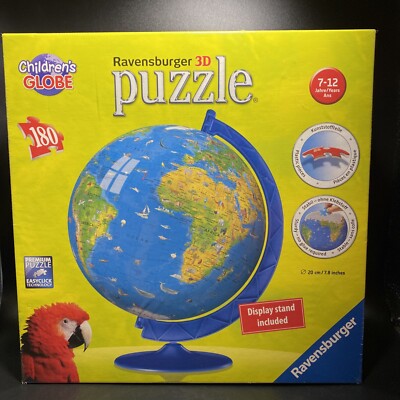 Ravensburger Children's Globe 3D Puzzle 180 Pcs Display Stand Learn ...