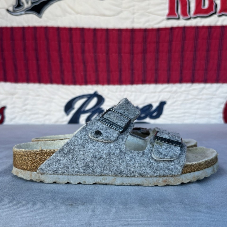 Size 36/W5 - Birkenstock Arizona Wool Felt Cozy Shearling Sandals Gray ...