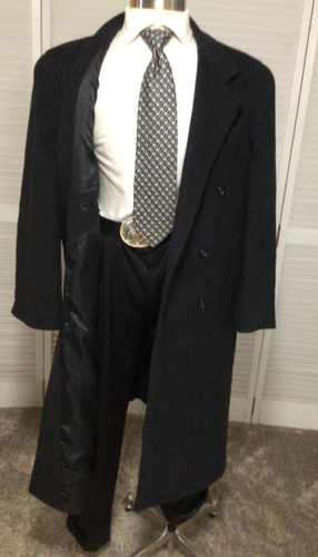 JD CHRISTOPHER MENS BLACK WOOL CASHMERE DOUBLE BREAST OVERCOAT TOPCOAT ...