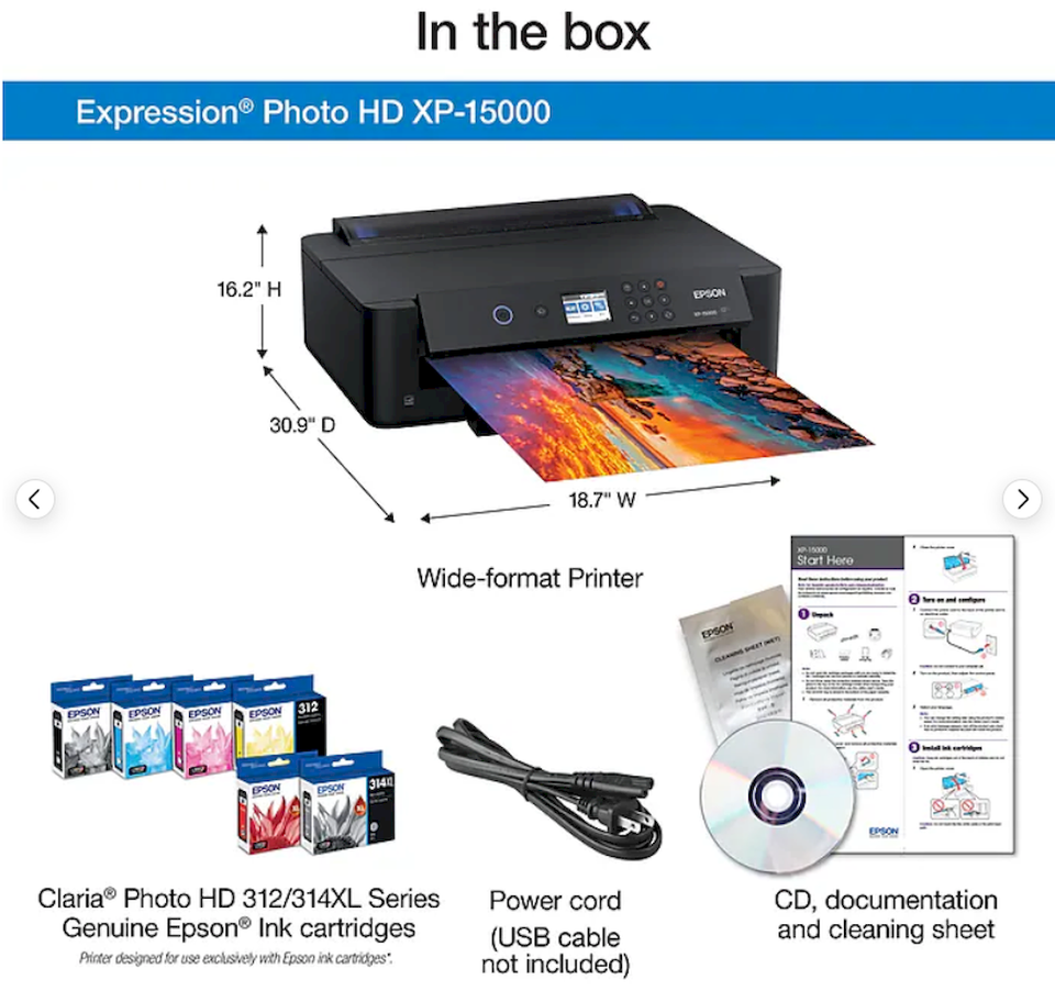 Epson Expression Photo XP-15000 Wireless Color Inkjet Printer, Single ...