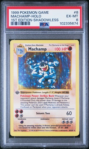 1999 POKEMON BASE SET 1ST EDITION SHADOWLESS #8 MACHAMP-HOLO PSA 6 | eBay