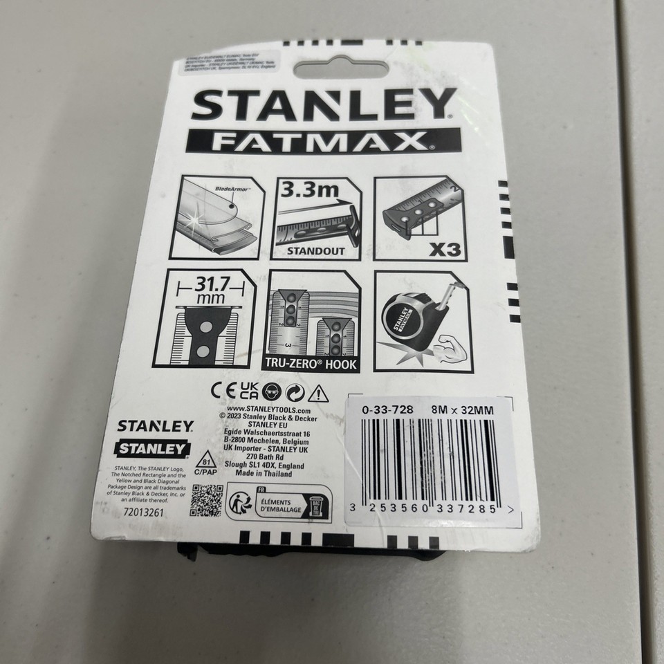 Stanley FATMAX Blade Armor Tape Measure 8m 32mm Mylar Shock Resistant ...