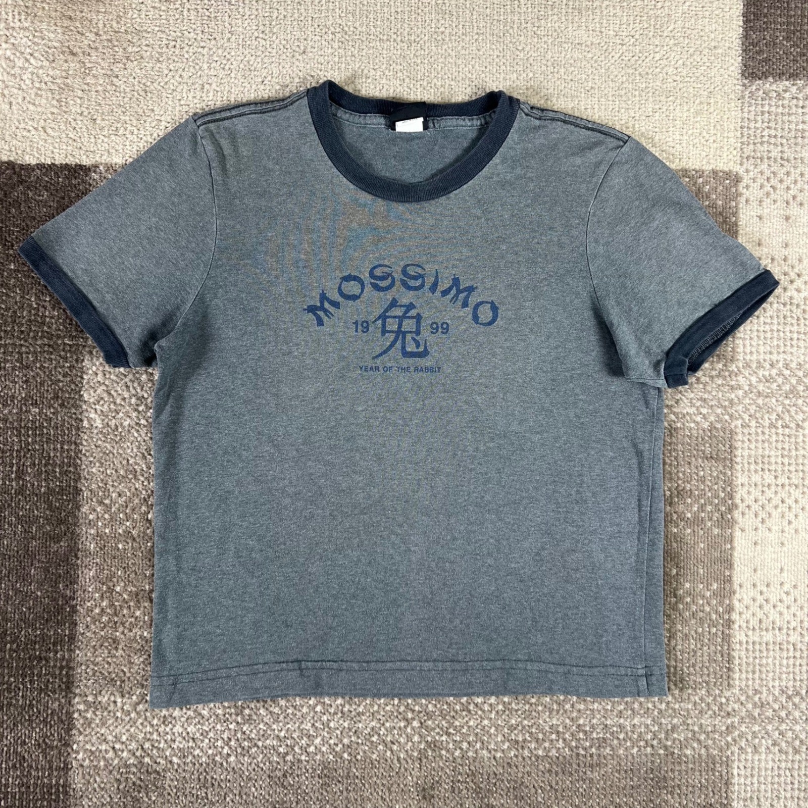 Vintage Mossimo 1999 Year of the Rabbit Ringer Tee Women's Size L Gray ...